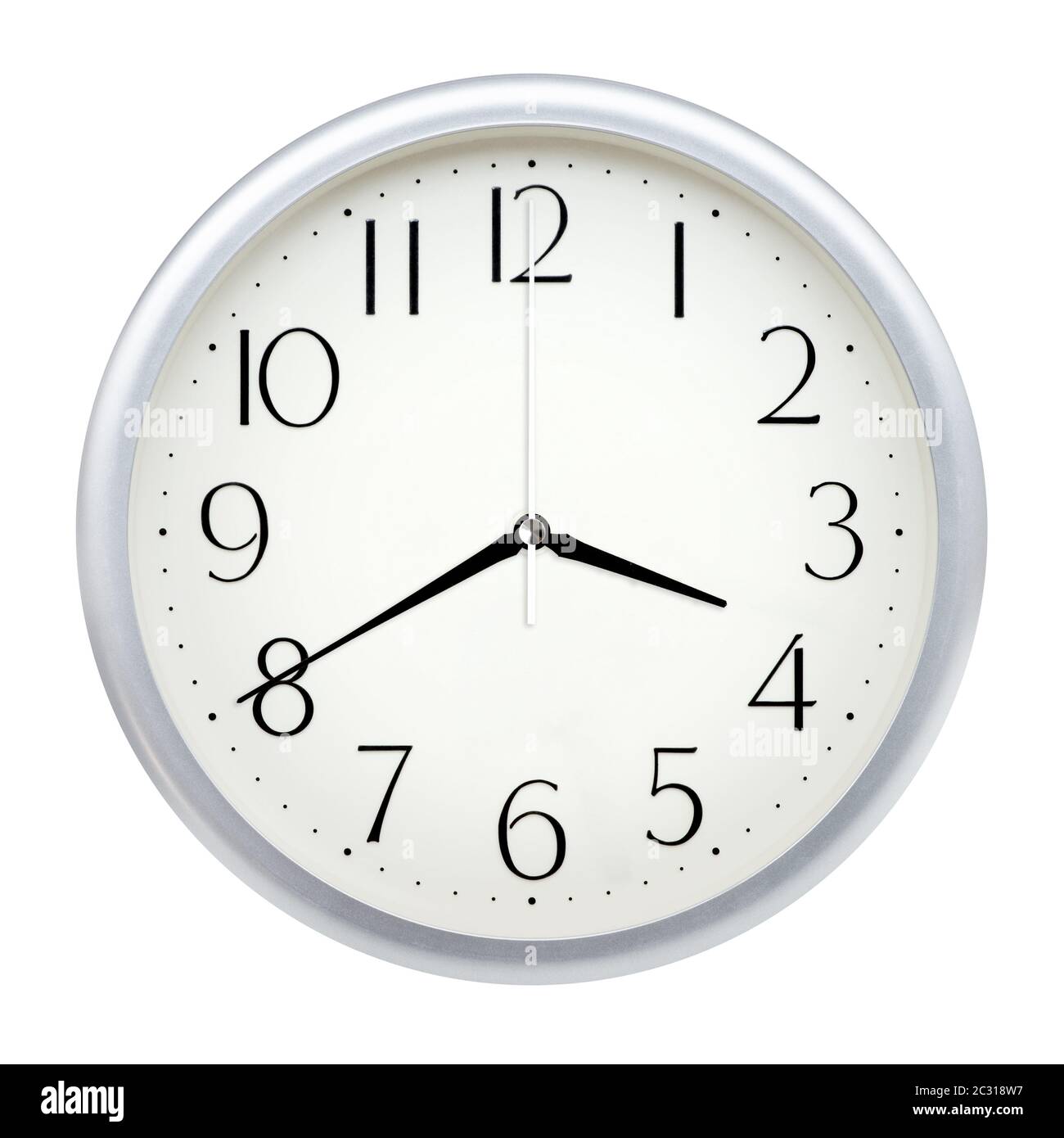 Analog wall clock isolated on white background Stock Photo - Alamy