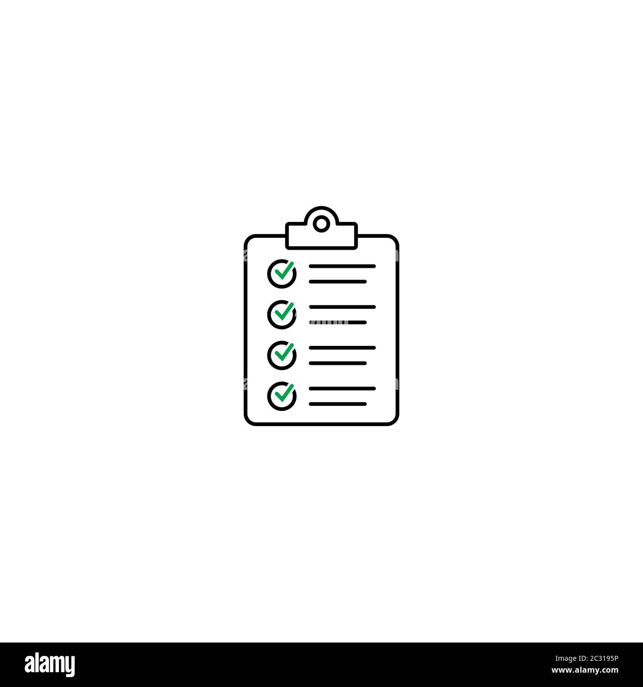Clipboard with checklist with green check mark icon, symbol for web ...