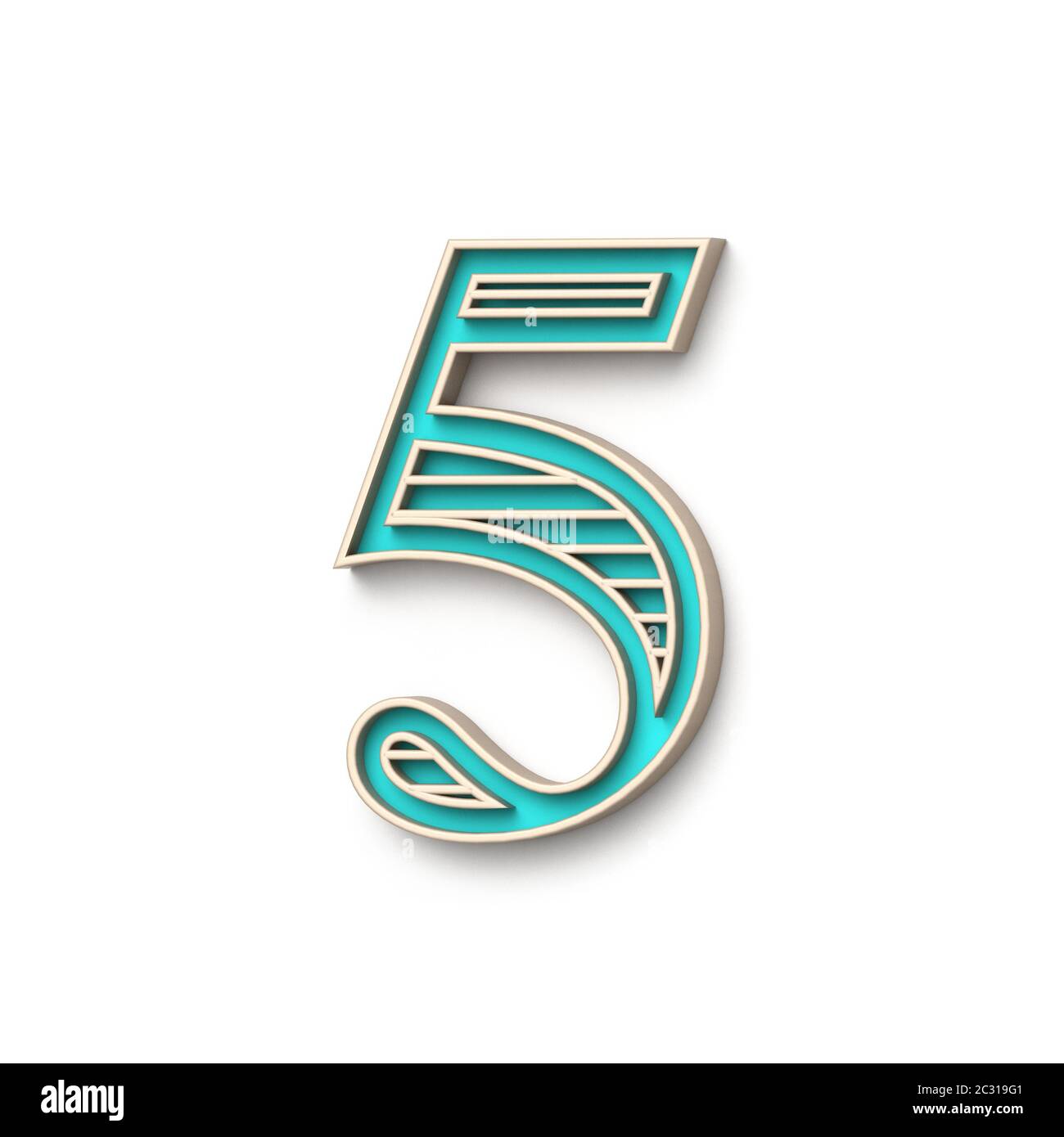 Classic old fashioned font Number 5 FIVE 3D render illustration ...