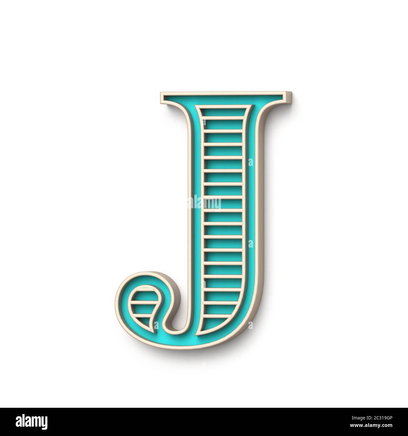 Classic old fashioned font Letter J 3D render illustration isolated on ...