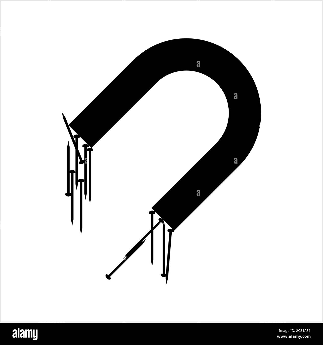 Magnet Attracting Paper Pin Icon, Office Pin Vector Art Illustration ...