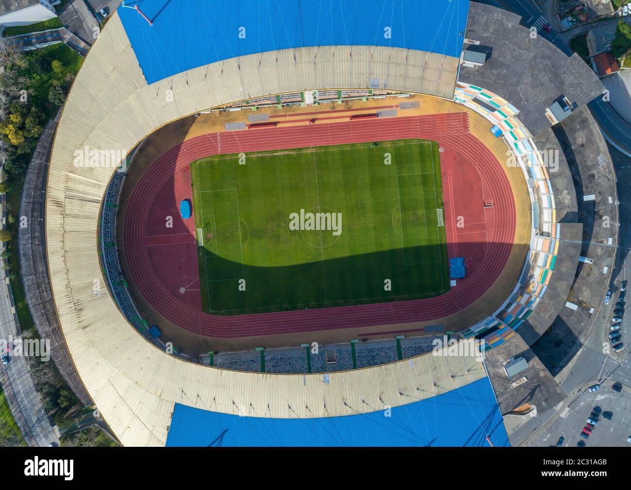 Top view of football soccer stadium Stock Photo - Alamy