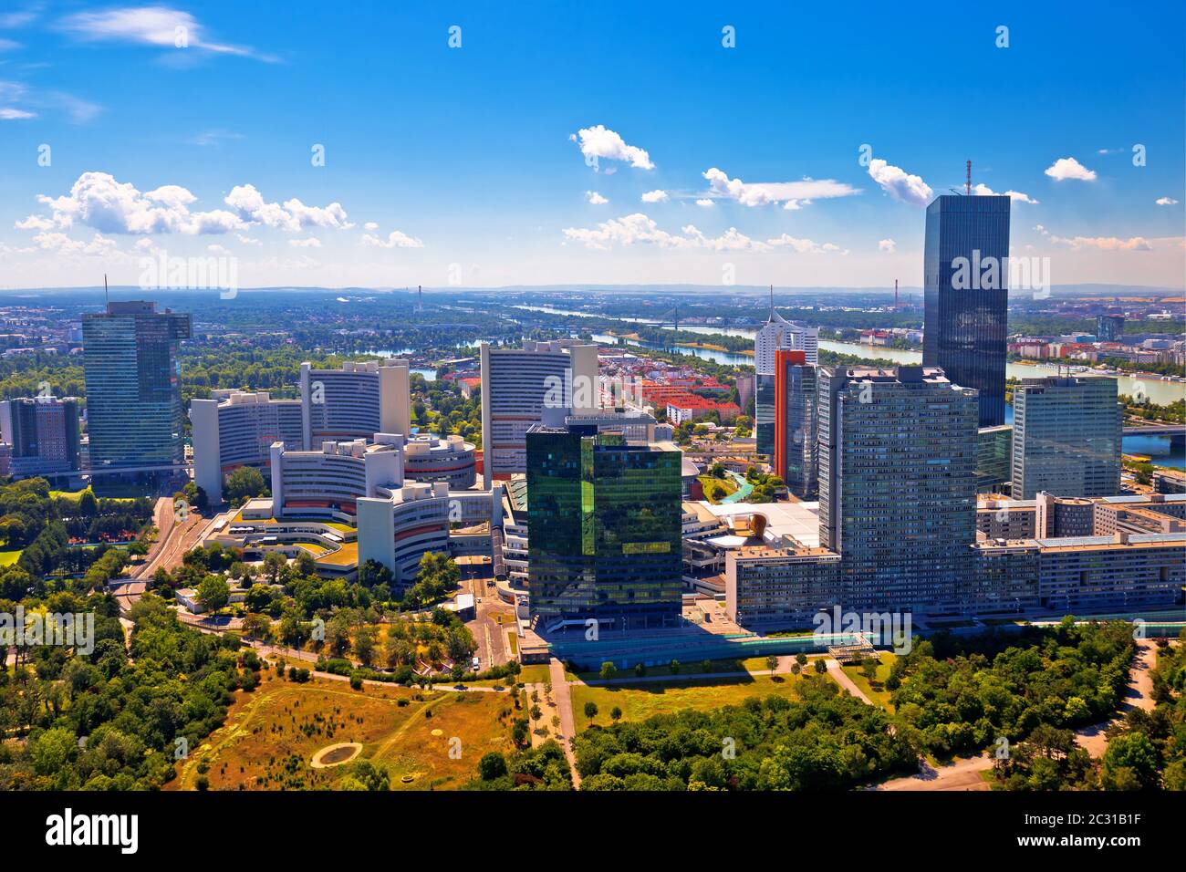 Vienna. Modern skyscrapers skyline in Vienna business district Stock ...