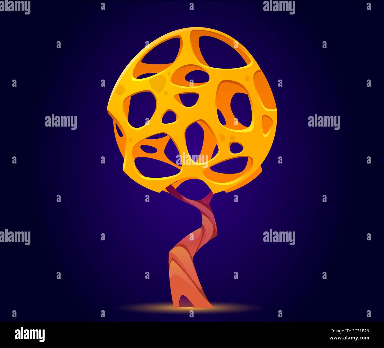 Fantasy tree with full of holes crown for ui game about alien magic ...