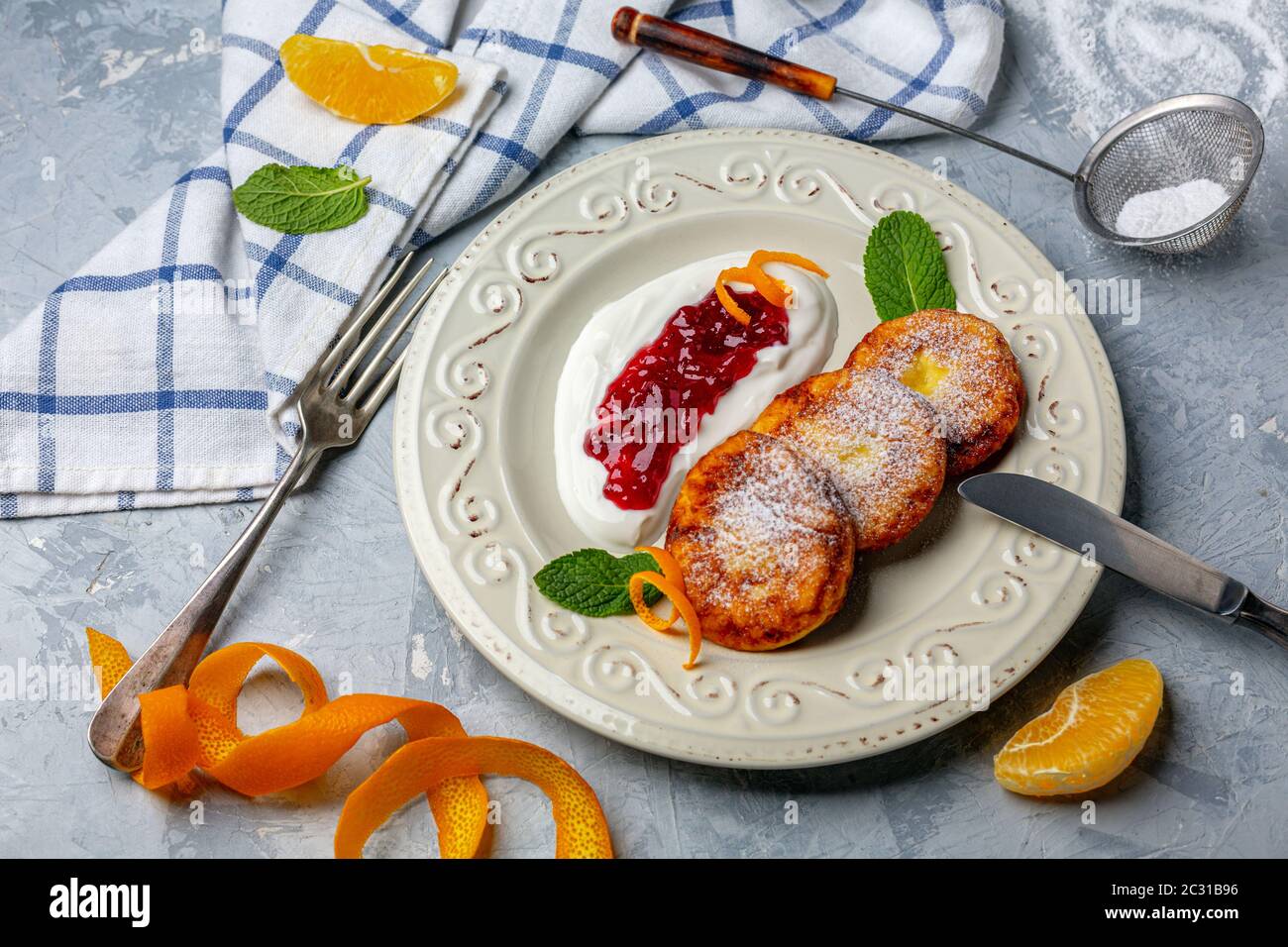 Traditional cottage cheese fritters Stock Photo - Alamy