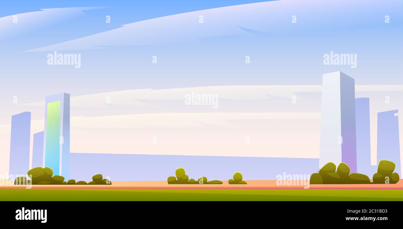 Urban cityscape panoramic banner vector cartoon illustration with ...