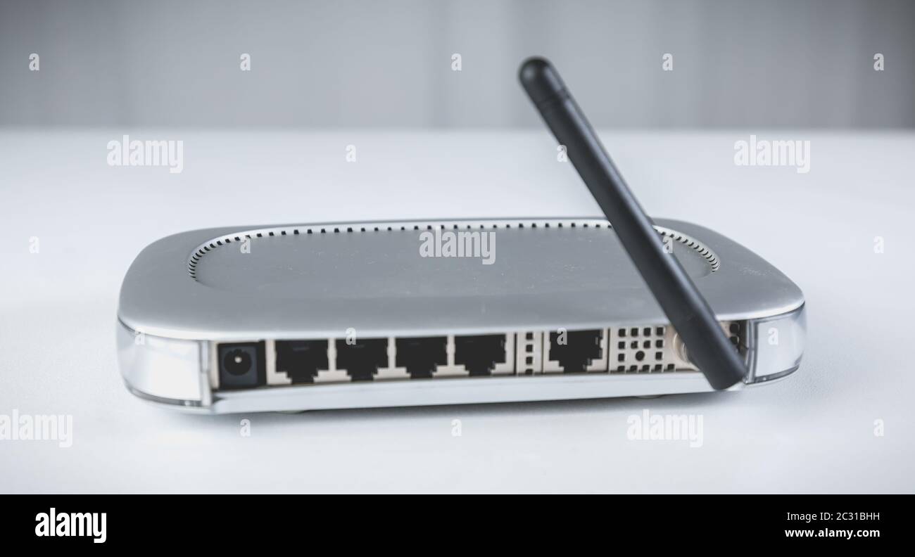 router wifi ethernet connection network port wireless closeup concept ...