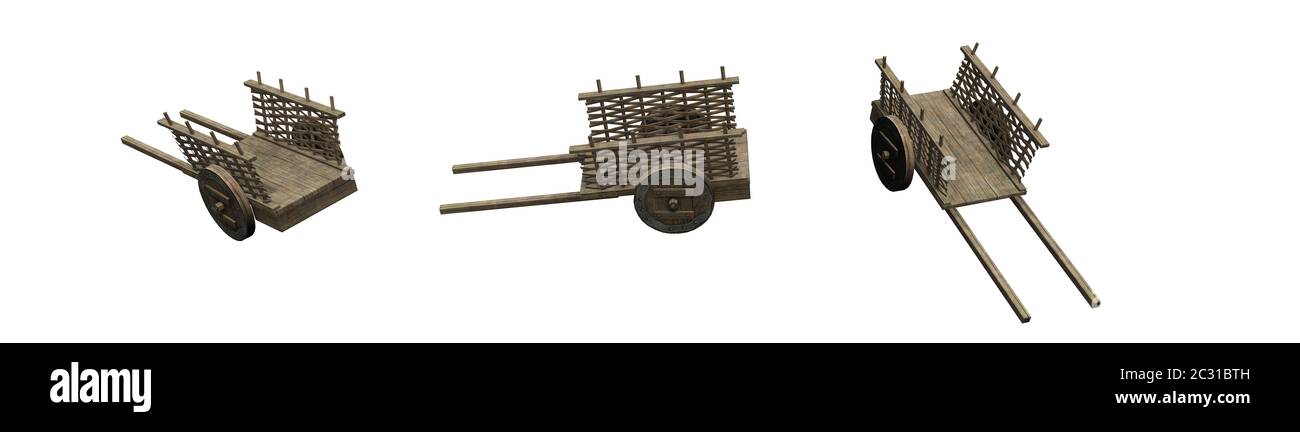 Set of old cart - top view Stock Photo - Alamy