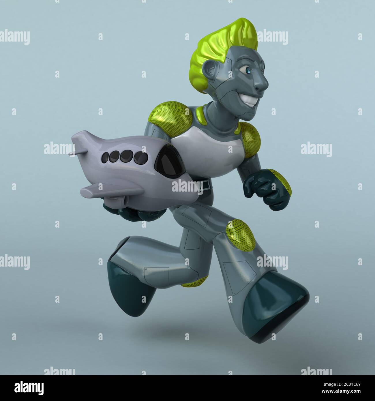 Green Robot - 3D Illustration Stock Photo - Alamy