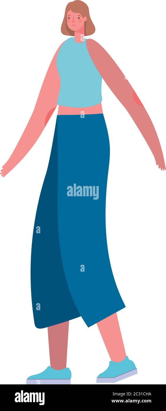 Avatar woman cartoon with casual cloth design, Girl female person ...