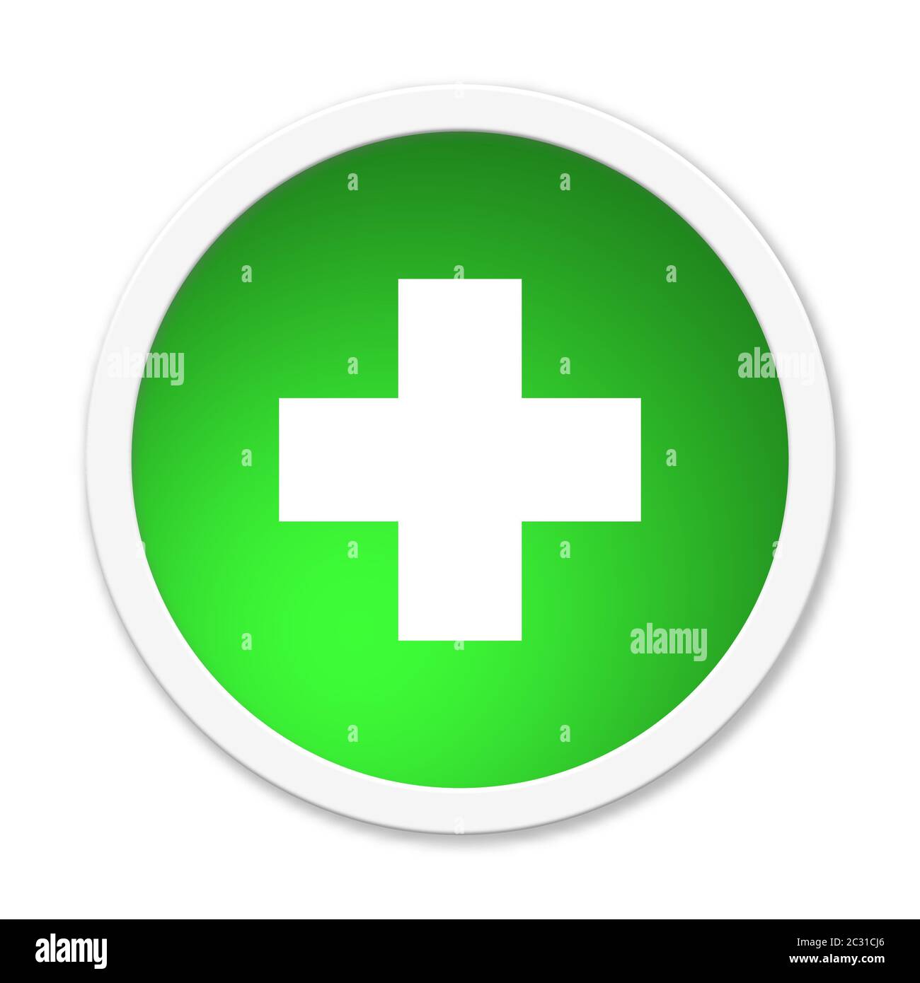 Isolated round green Button with white plus symbol Stock Photo - Alamy