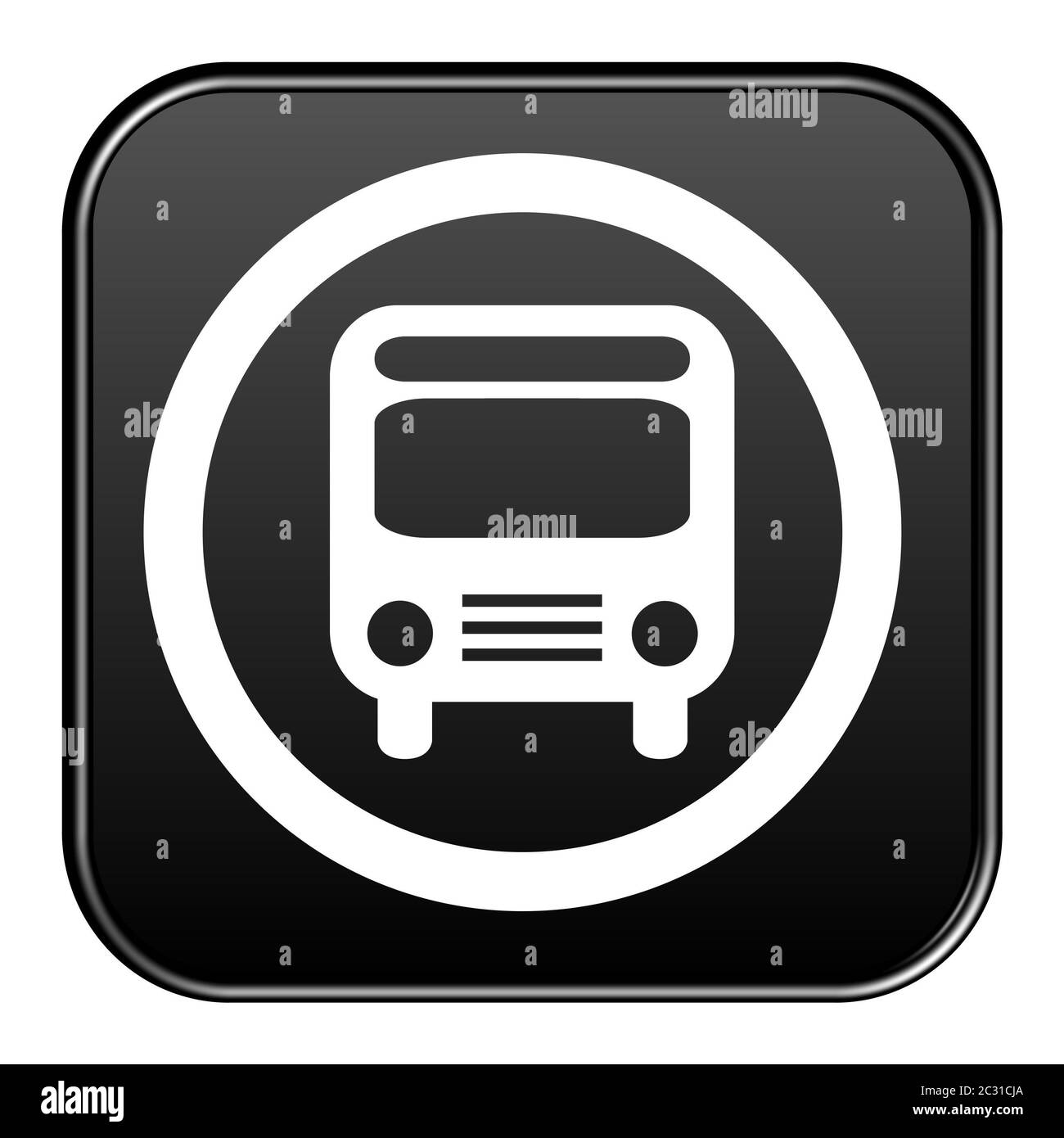 Shiny isolated black Button: Bus symbol Stock Photo - Alamy
