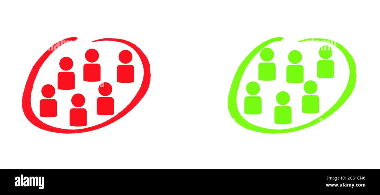 Two separated target groups with red and green color in circles Stock ...