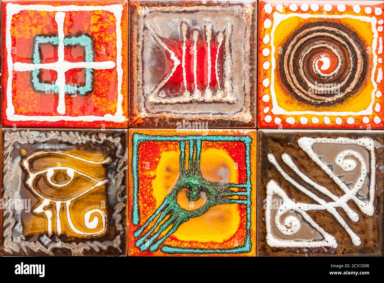 Colorful background with various designs. Italian colored tiles ...
