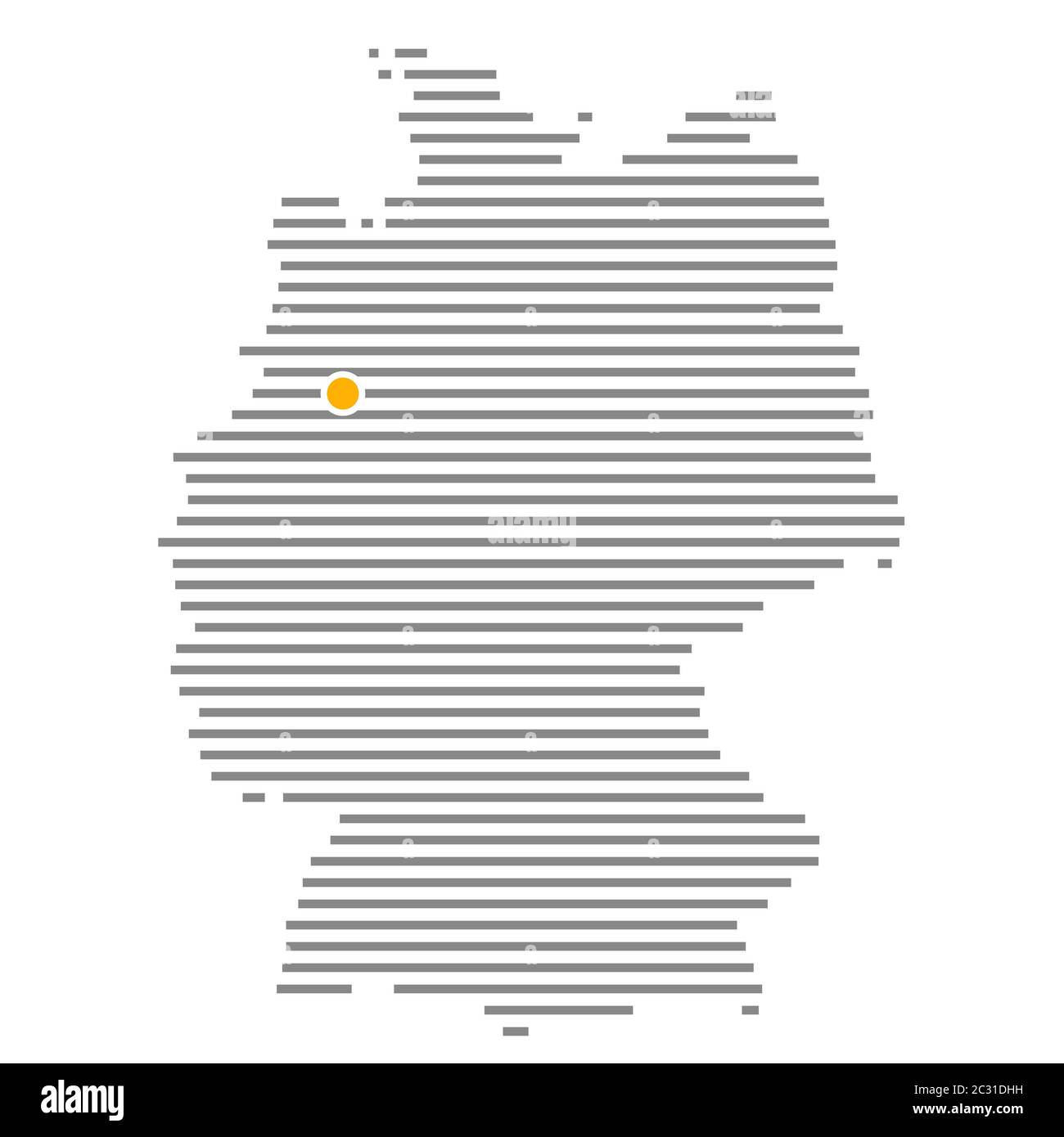 German city Osnabrueck on grey striped map of Germany with orange dot ...