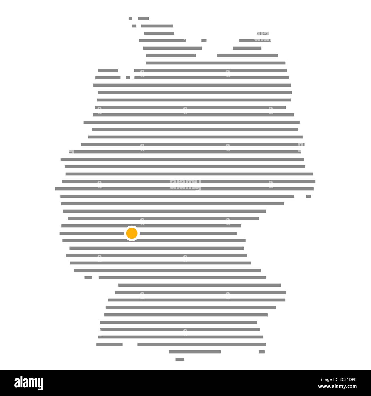 German city Frankfurt on grey striped map of Germany with orange dot ...