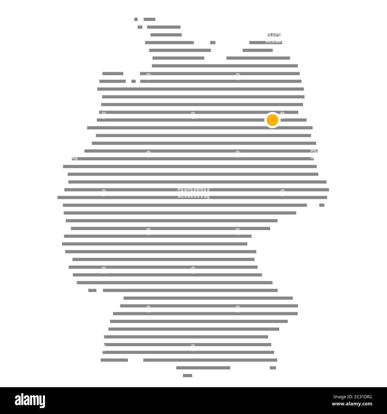 German city Berlin on grey striped map of Germany with orange dot Stock ...