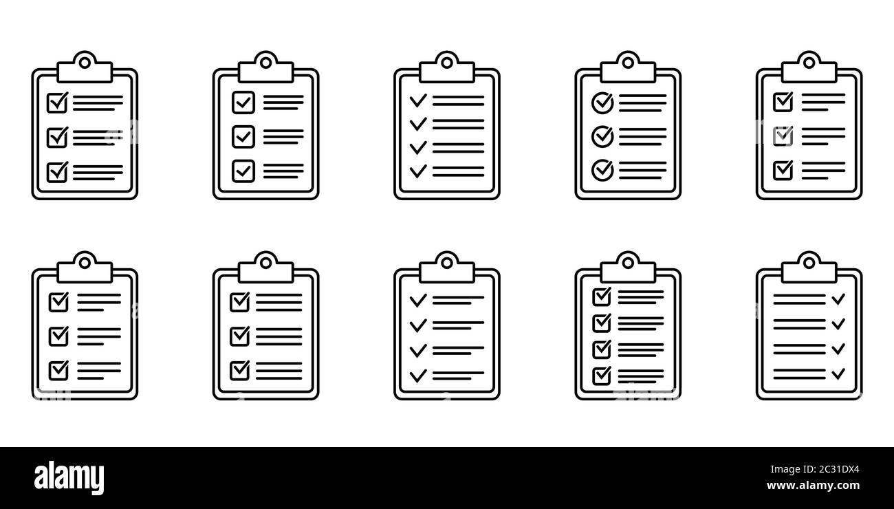 Set of clipboard with checklist icons, symbol for web site and app ...