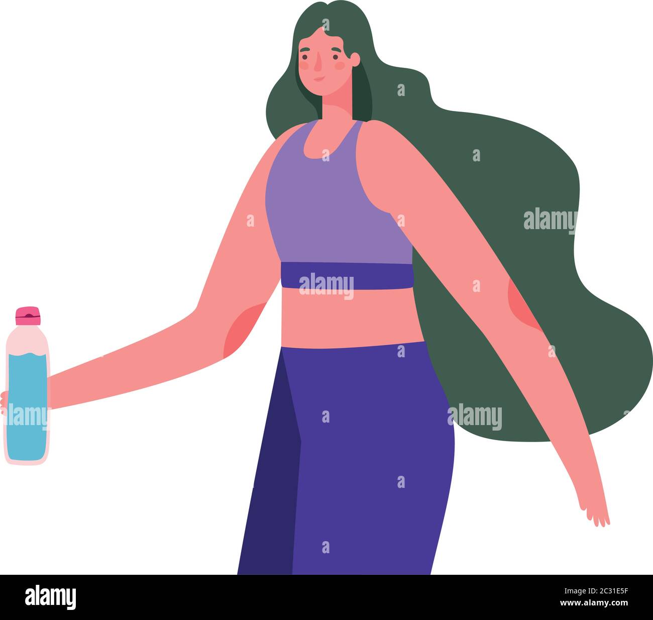 Woman cartoon with sportswear and water bottle design, Gym sport ...
