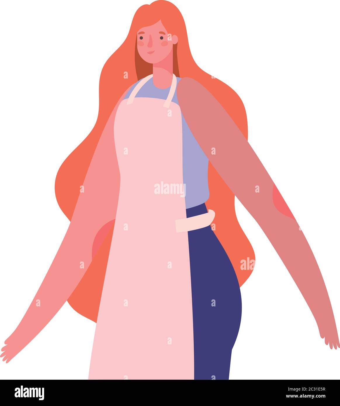 Woman cartoon with apron design, Cook kitchen eat and food theme Vector ...