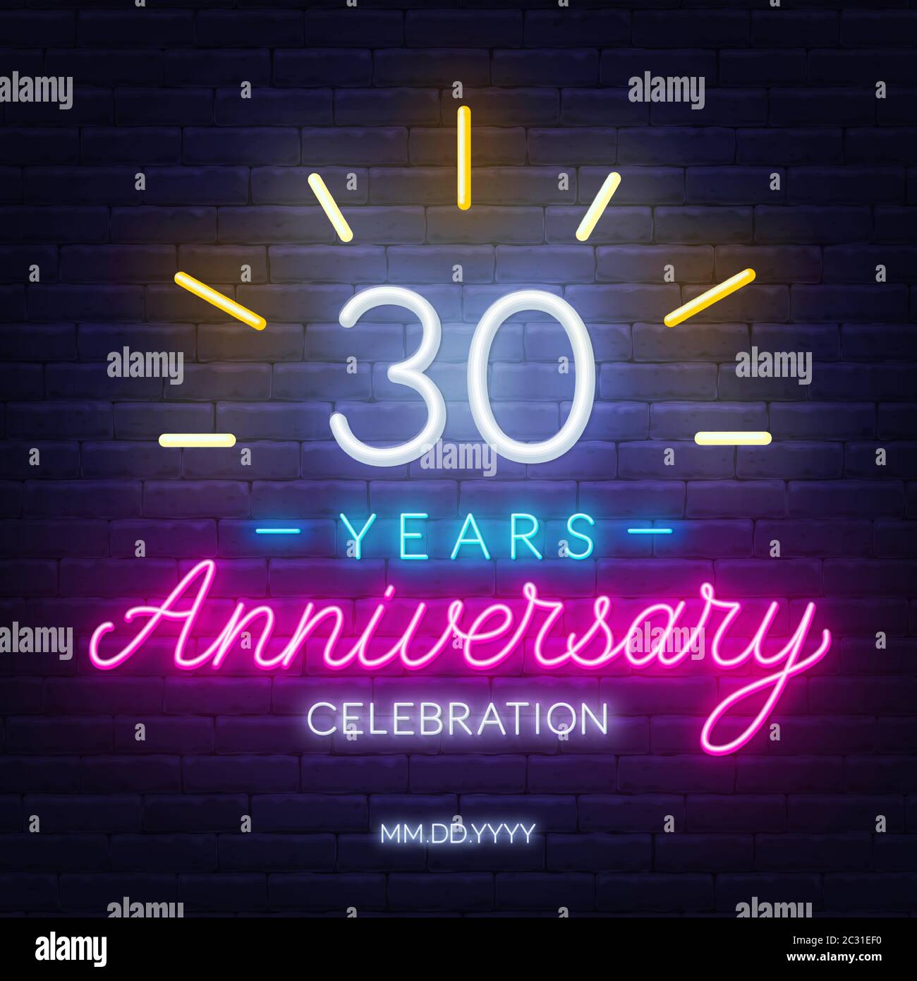 30 anniversary celebration neon sign on a dark background Stock Vector ...