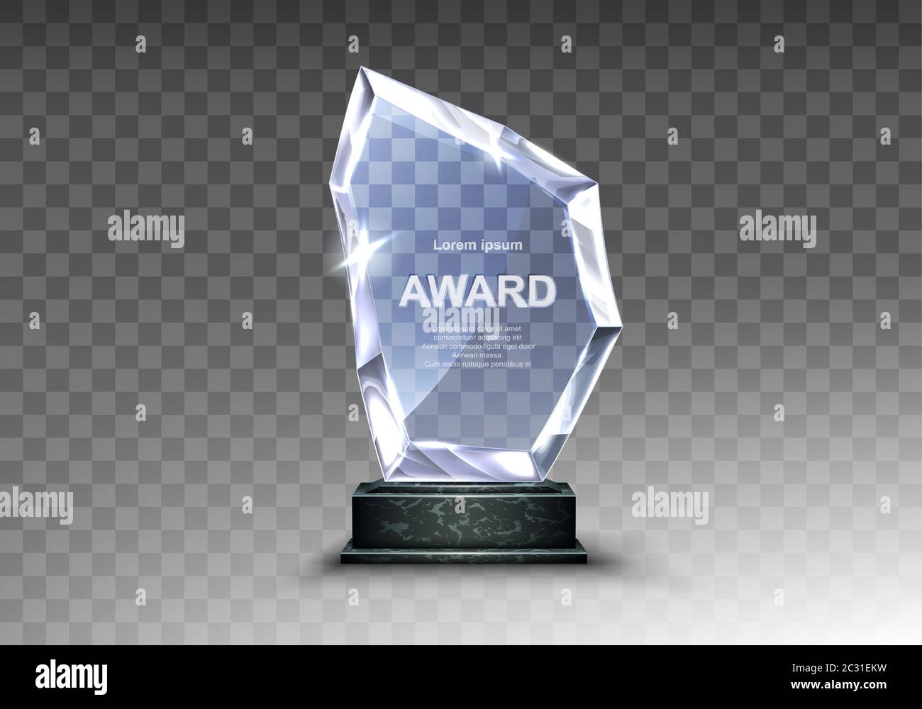 Glass award trophy or winner prize realistic vector illustration ...
