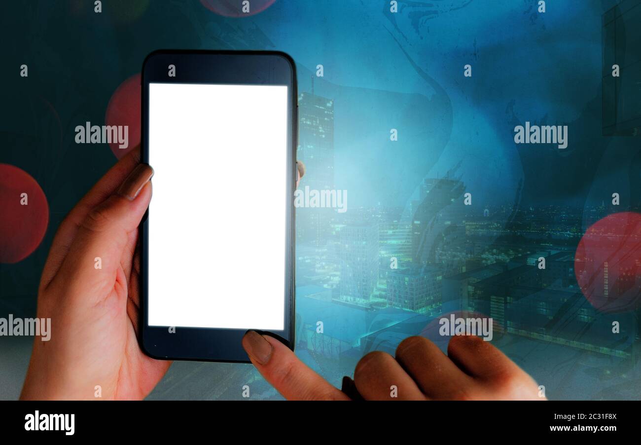 Modern Gadgets With White Display Screen Under Colorful Bokeh ...
