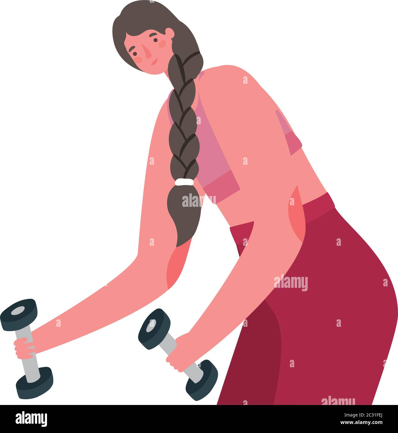 Woman cartoon with sportswear and weights design, Gym sport ...