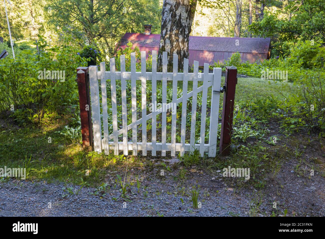 Close up view of freestanding old wooden gate without fence. Funny ...