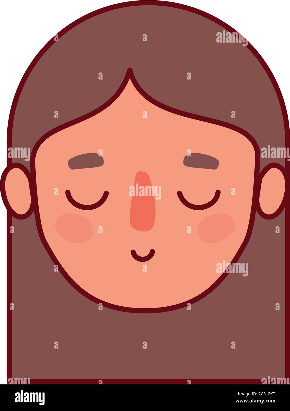 head woman cartoon with brown hair design, Girl female person people ...