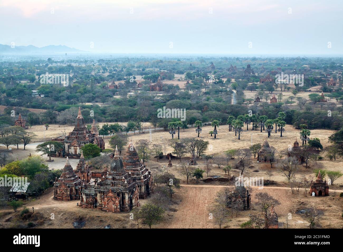 Panorama of Pagodas at sunrise in Bagan, Myanmar Stock Photo - Alamy