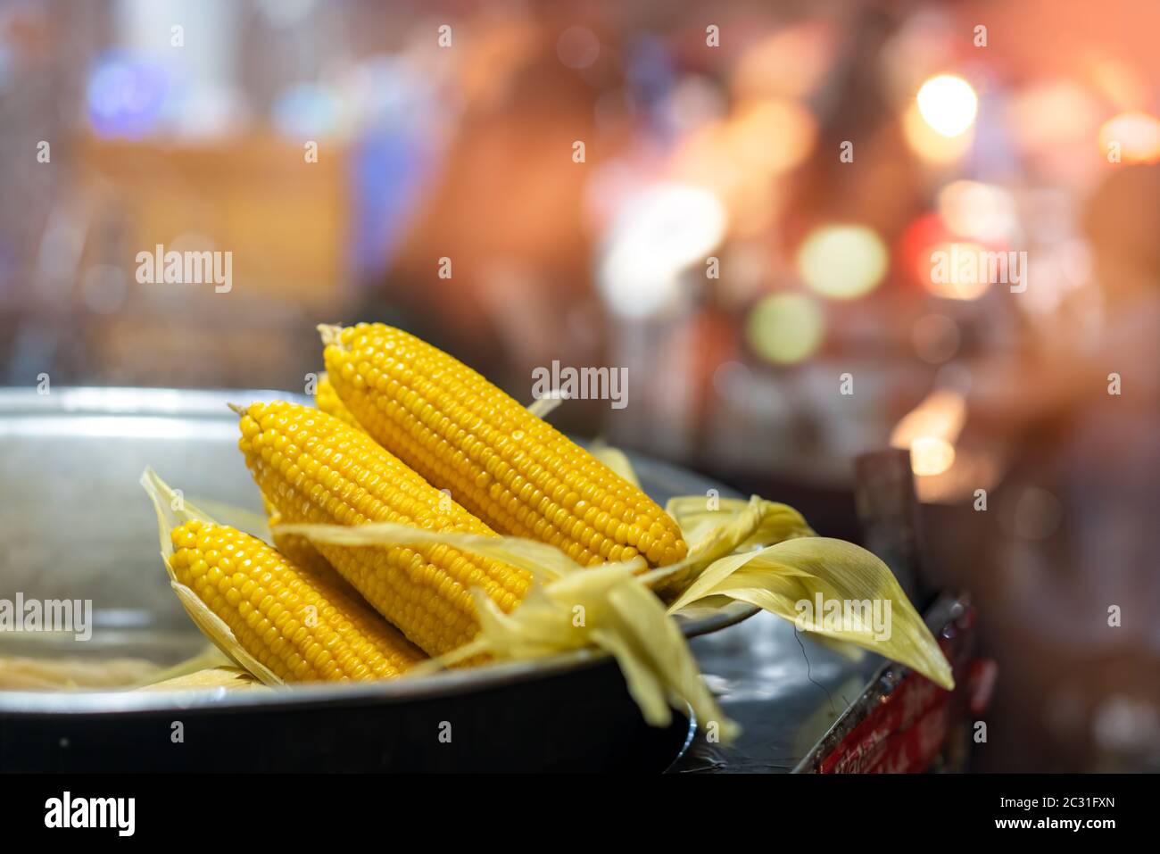 Steamed corn on the market in China Stock Photo - Alamy