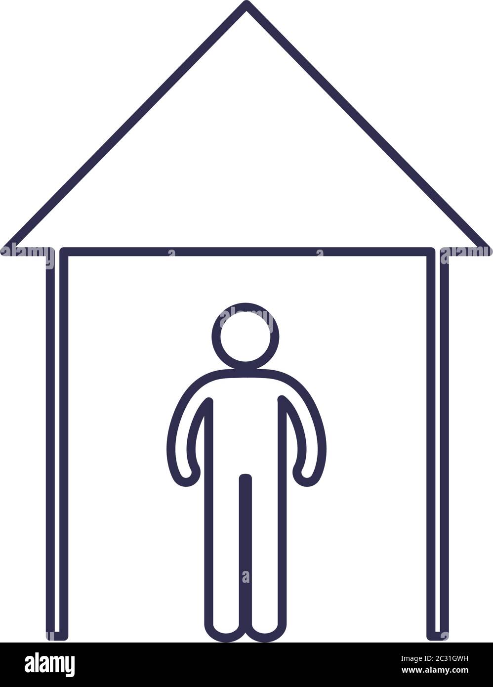 Avatar inside house line style icon design of Person profile social ...