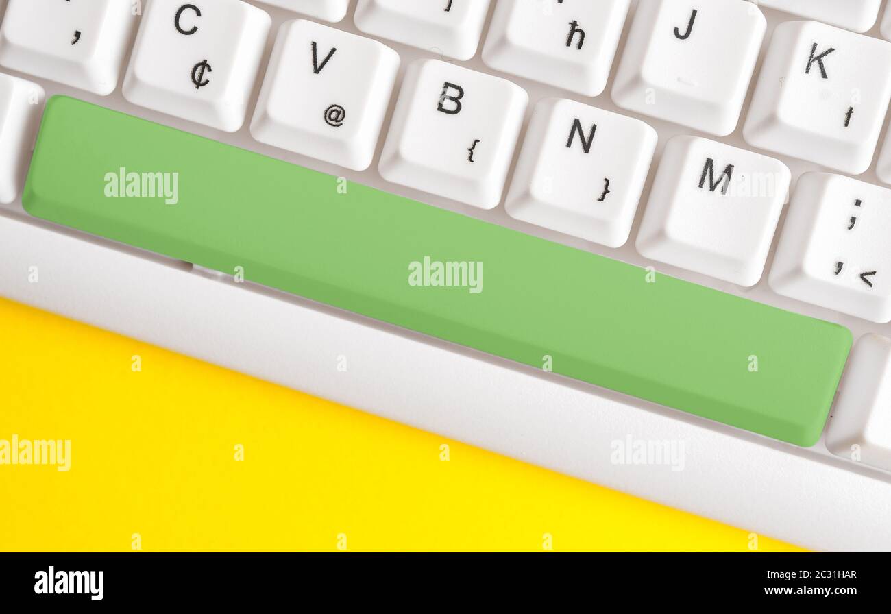 Different Colored Keyboard key With Accessories Arranged On Empty copy ...