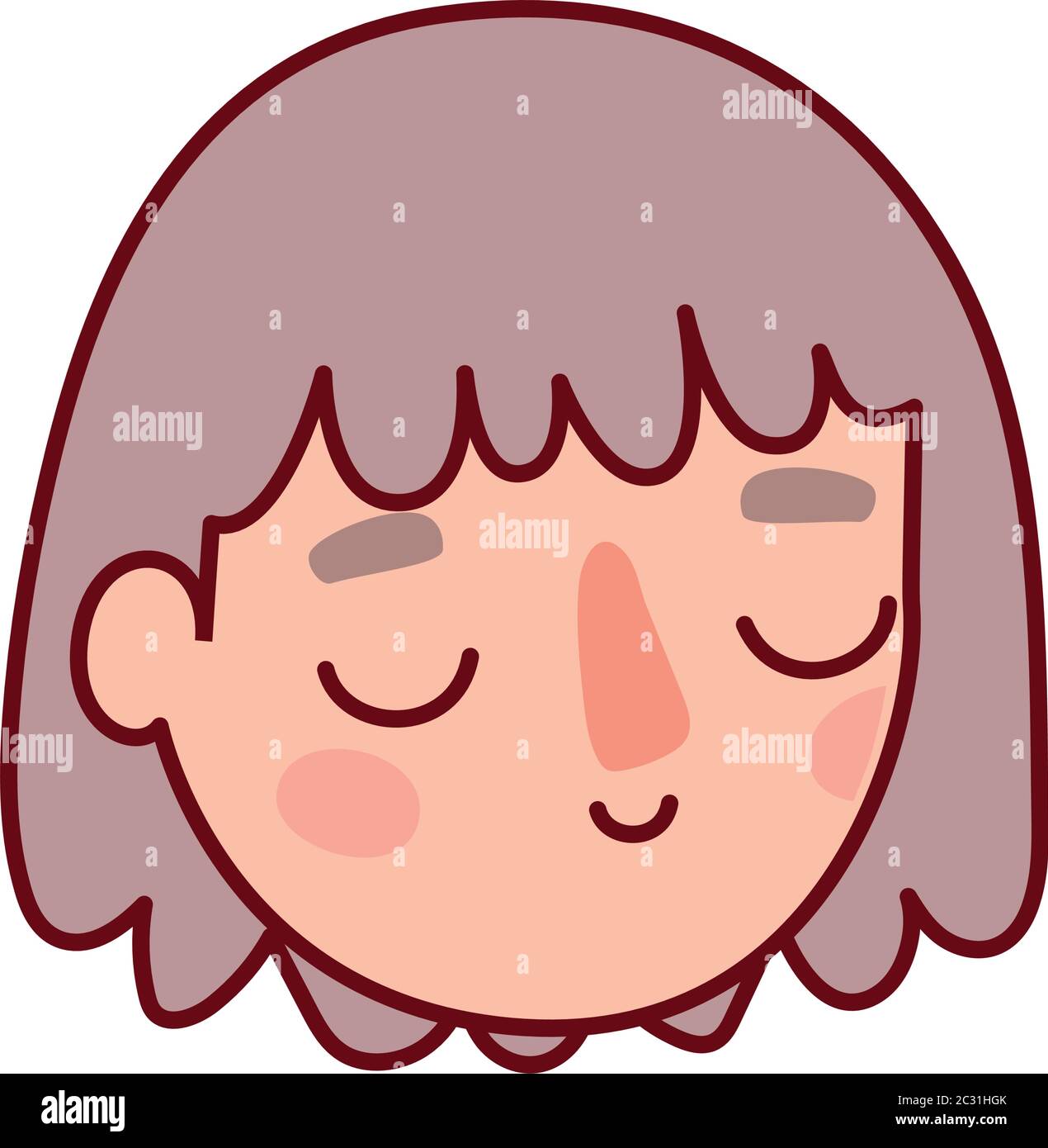 head woman cartoon with brown hair design, Girl female person people ...