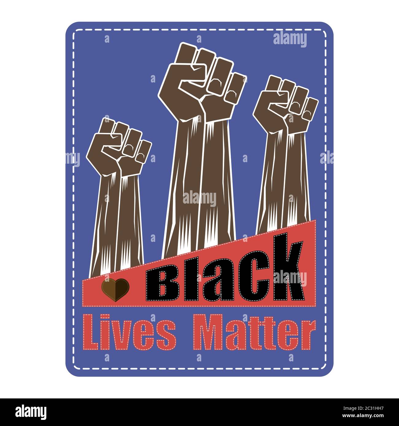 Fist Raised Up. Black Lives Matter Banner for Protest on Blue ...