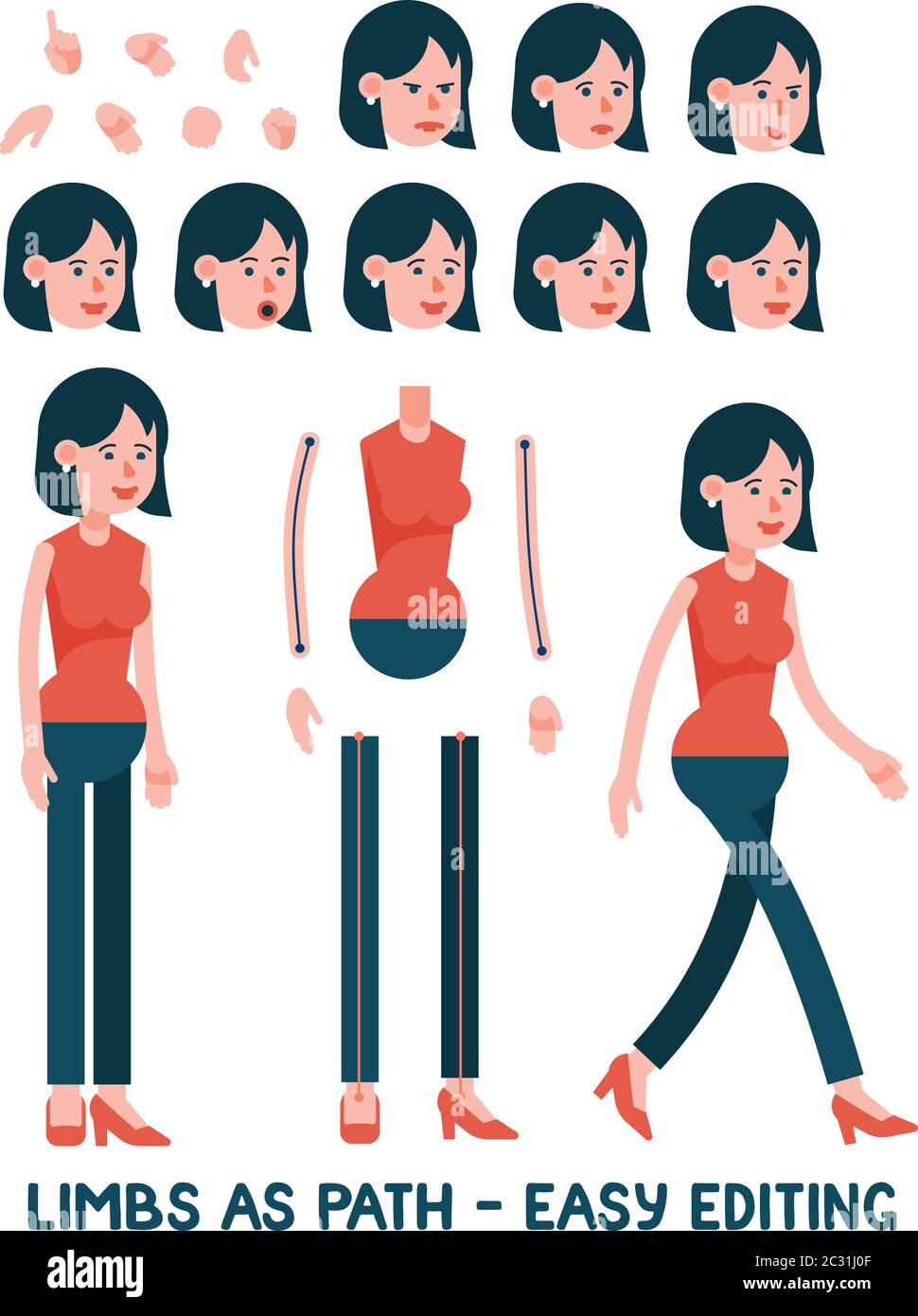 Cartoon character woman in pants Stock Vector Image & Art - Alamy