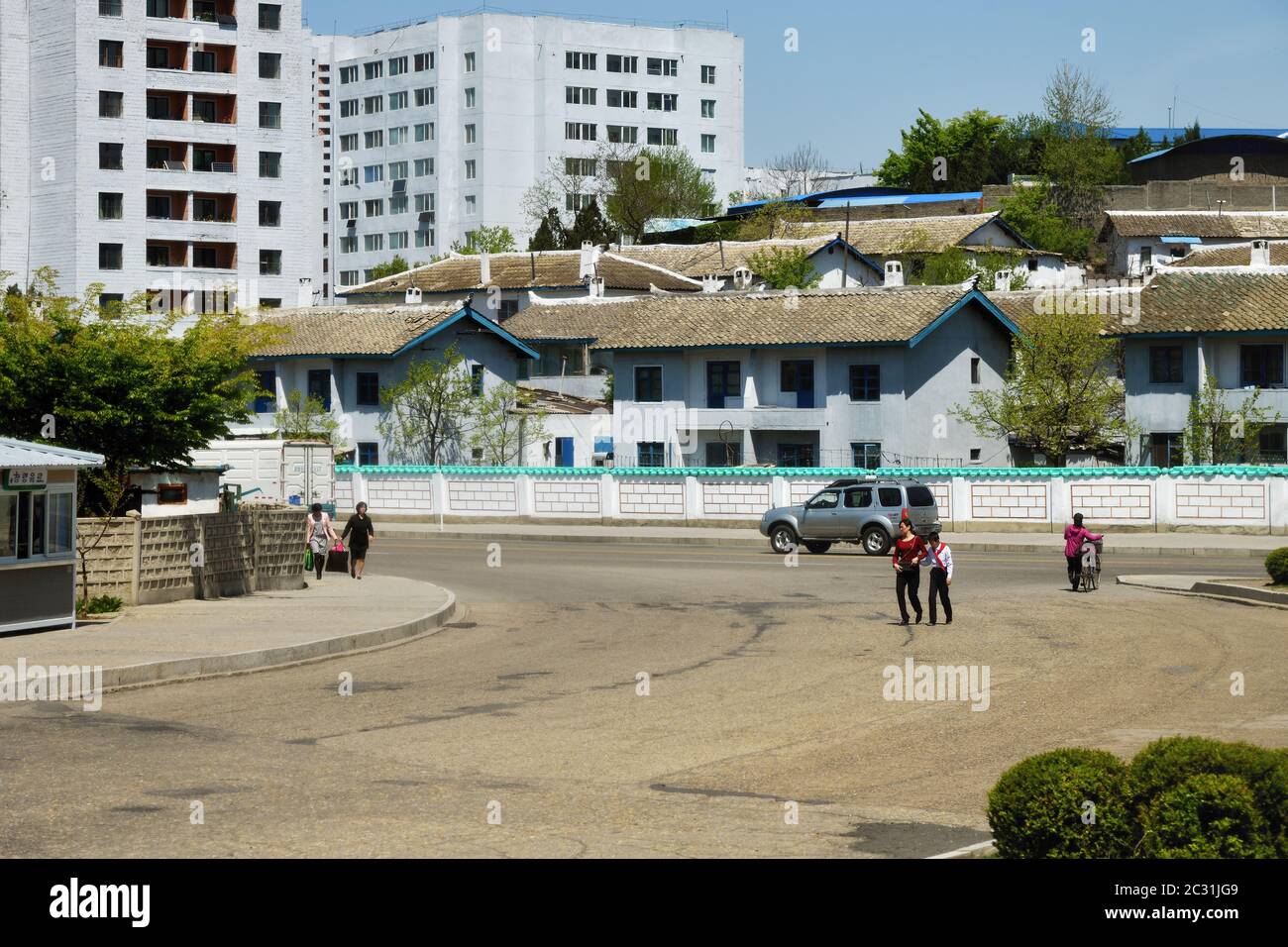 Pyongyang, North Korea - May 2, 2019: View of a typical Pyongyang ...
