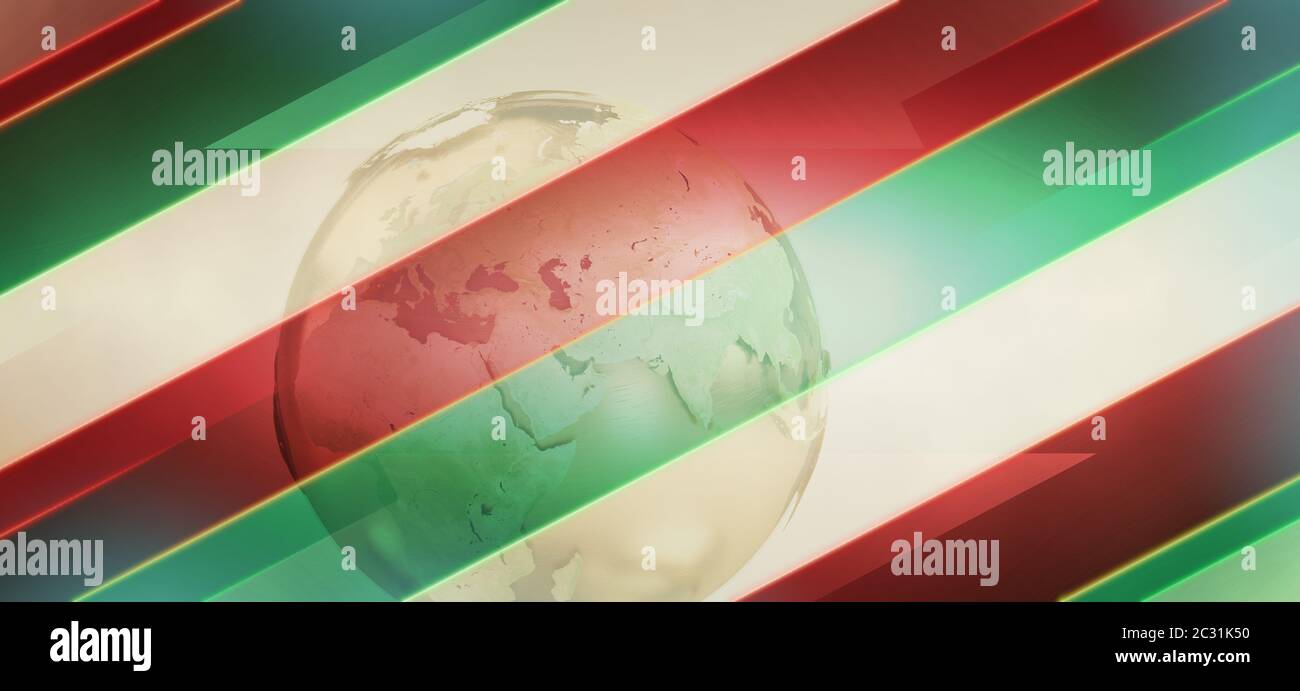 golden globe planet earth with diagonal creative pattern and neon ...