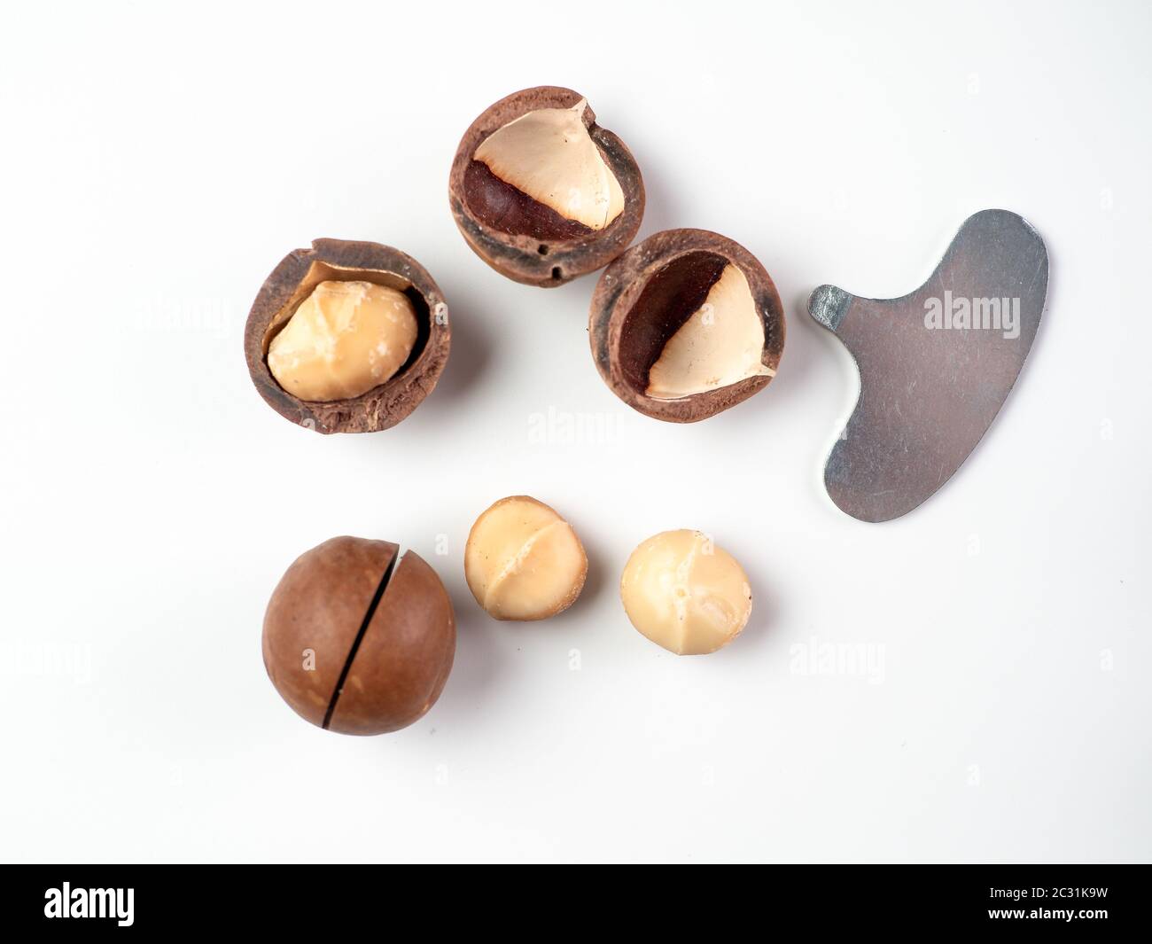 Set macadamia nuts isolated Stock Photo - Alamy