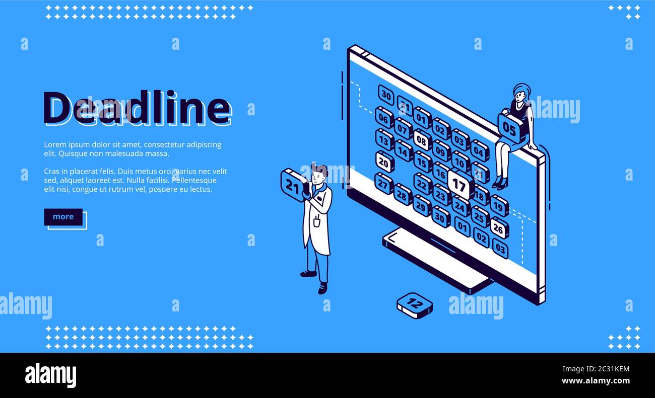 Deadline banner. Concept of important event on due date and schedule ...