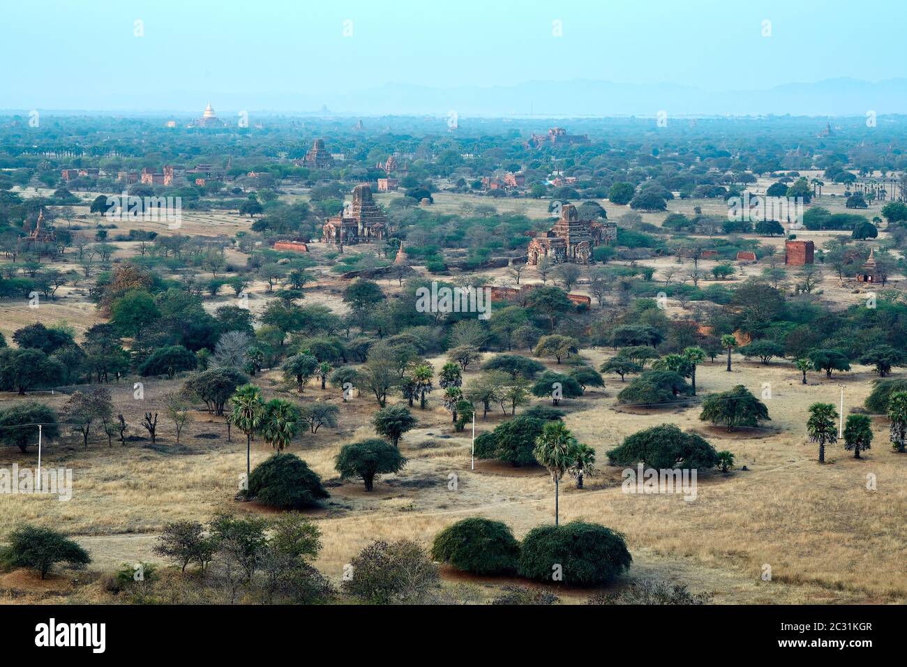 Panorama of Pagodas at sunrise in Bagan, Myanmar Stock Photo - Alamy