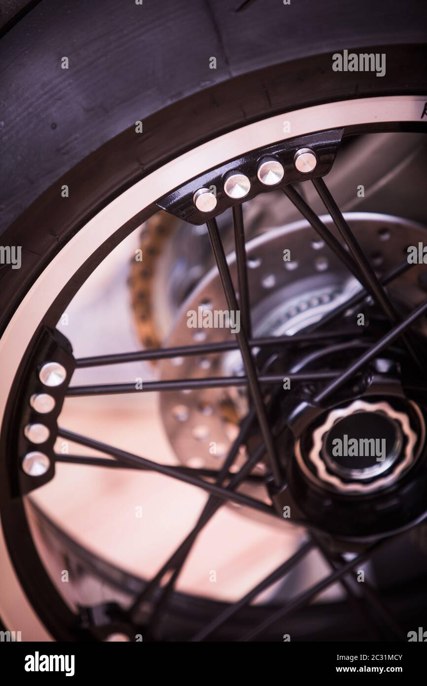 Custom motorcycle rear wheel hi-res stock photography and images - Alamy