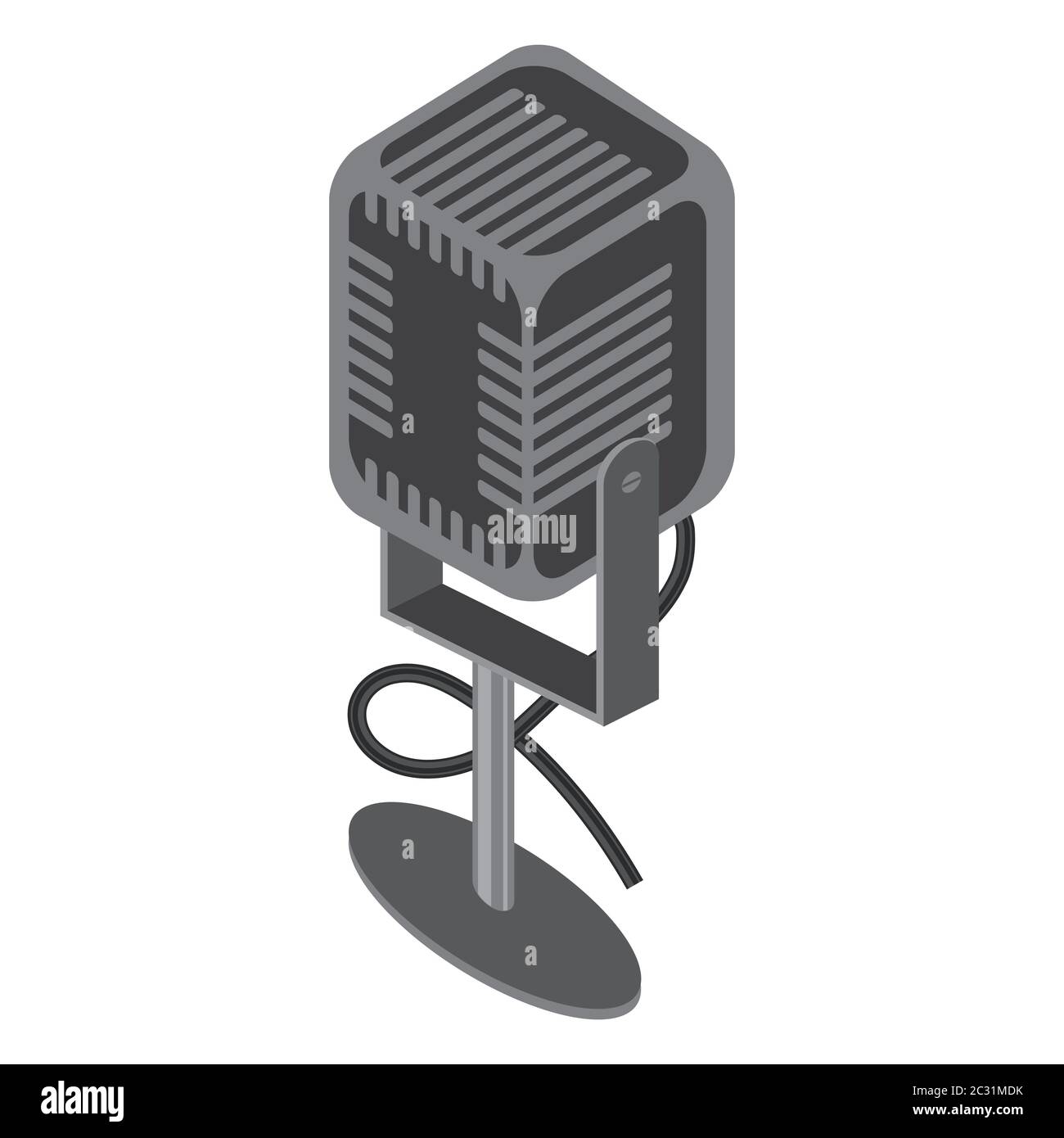 Isometric Retro Microphone Icon Isolated on White Background Stock ...