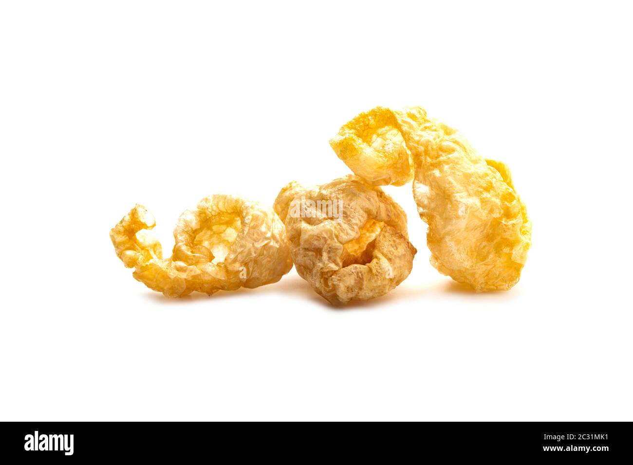 Pork snack crispy and blistered isolated on white background. Crispy ...