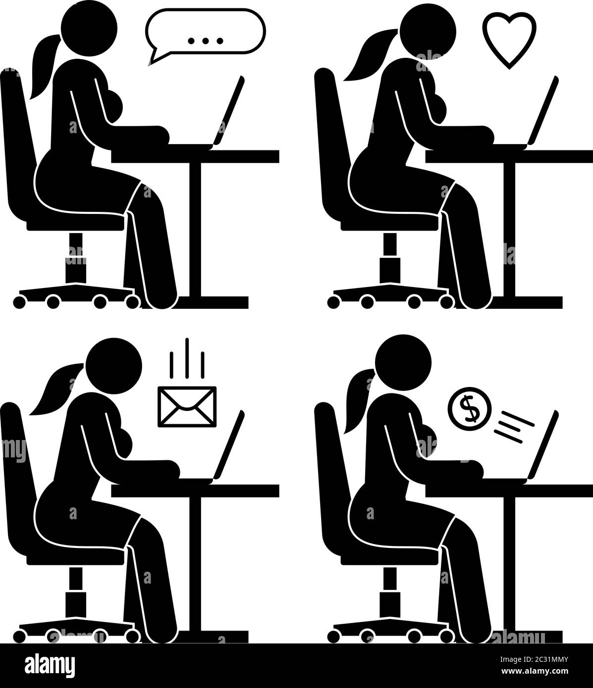 Office woman computer Black and White Stock Photos & Images - Alamy