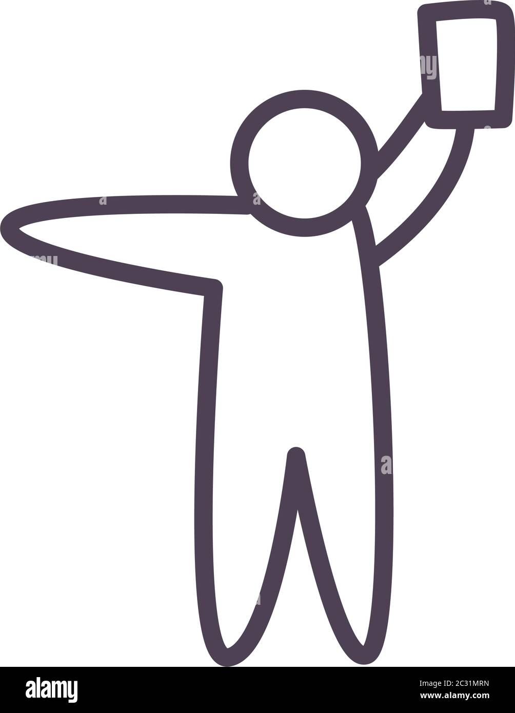 referee avatar with yellow card line style icon design, Soccer football ...