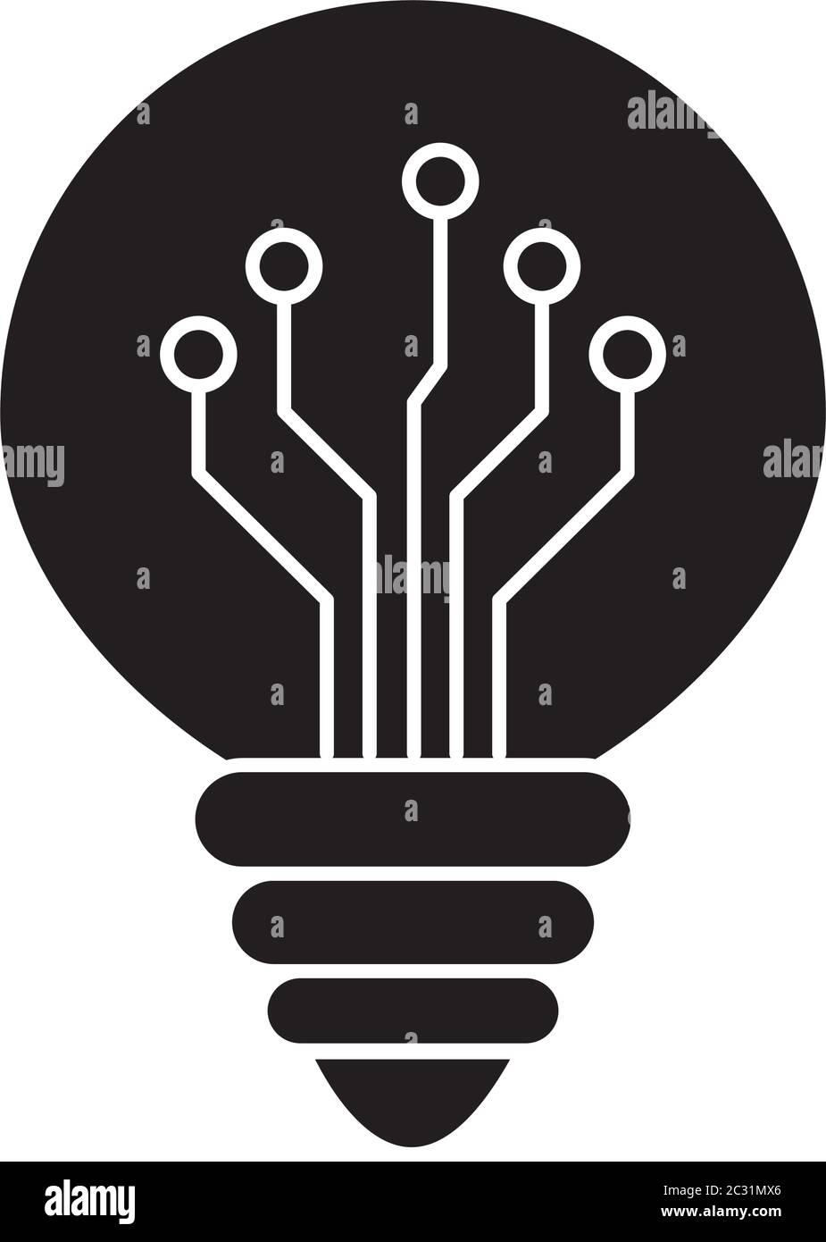 circuit inside light bulb silhouette style icon design, Innovation idea and creativity theme ...