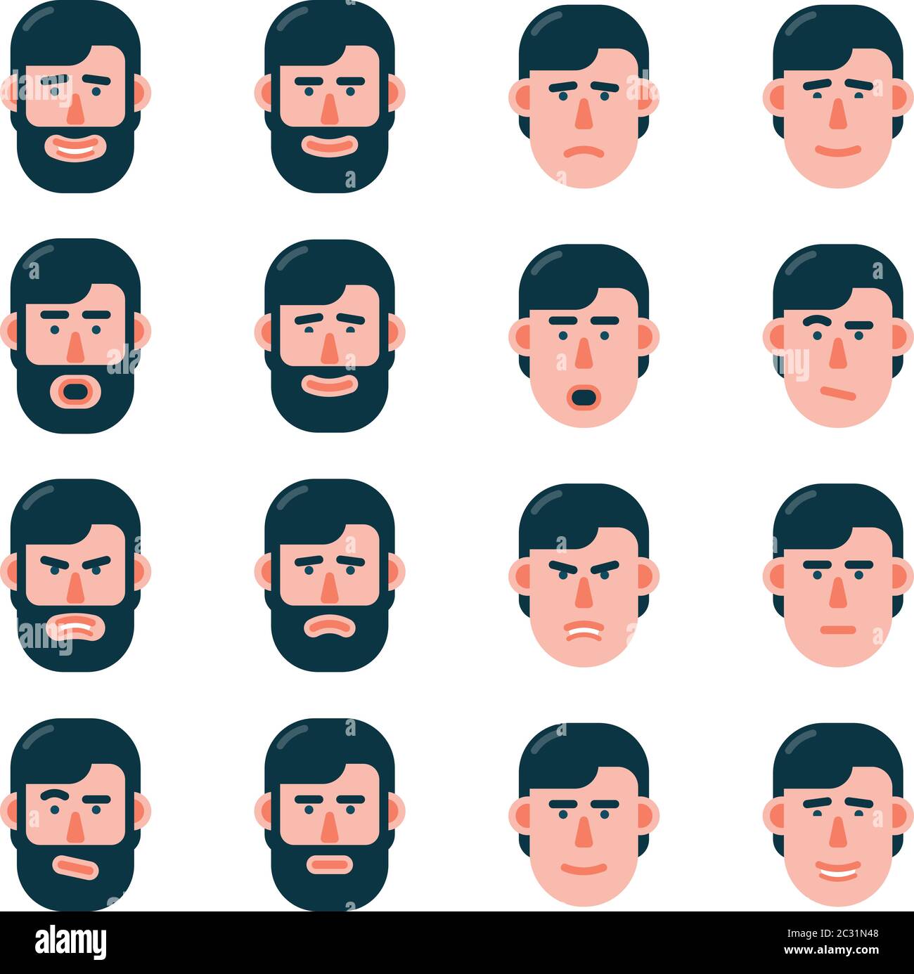 Set of emotions of the man face in flat style Stock Vector Image & Art ...
