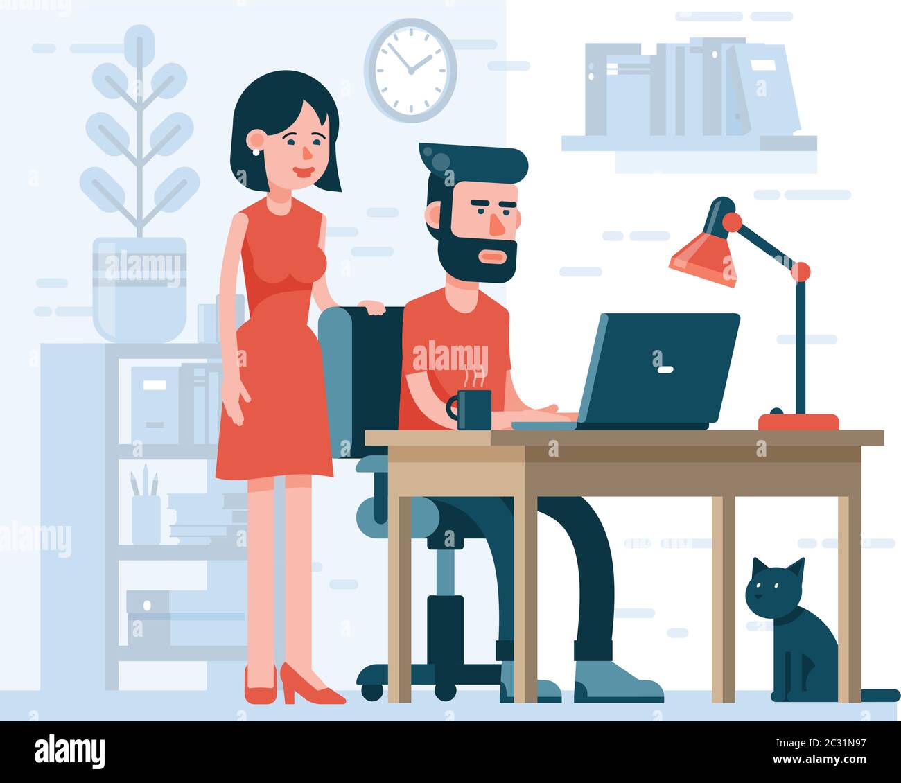 Businesswoman standing working on laptop Stock Vector Images - Alamy